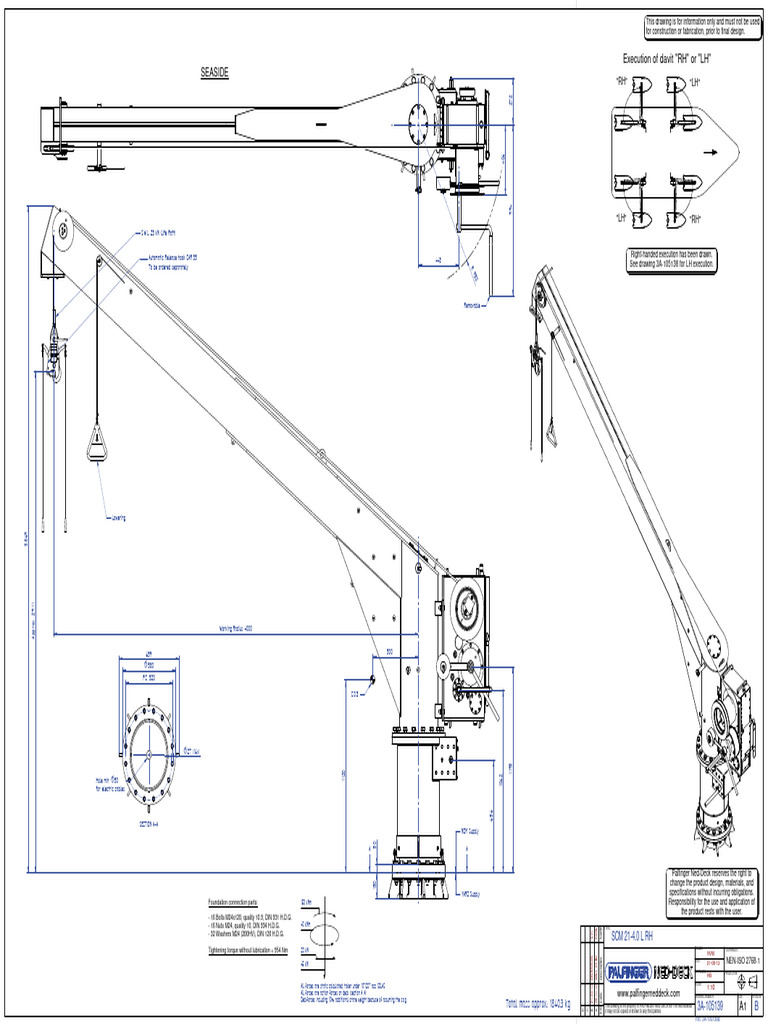 Davit System RH Execution Drawing | PDF | Mechanical Engineering ...