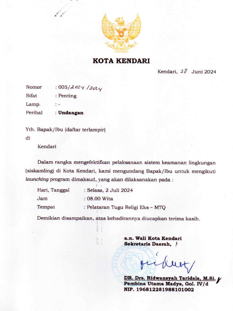Undangan Launching SISKAMLING | PDF