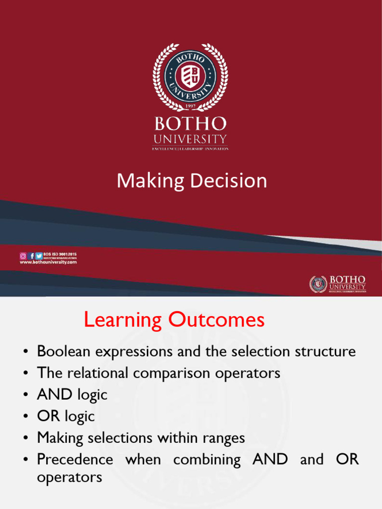 Unit 4 - Making Decision | PDF | Boolean Data Type | Software Engineering Unit 4 - Making Decision | PDF | Boolean Data Type | Software Engineering
