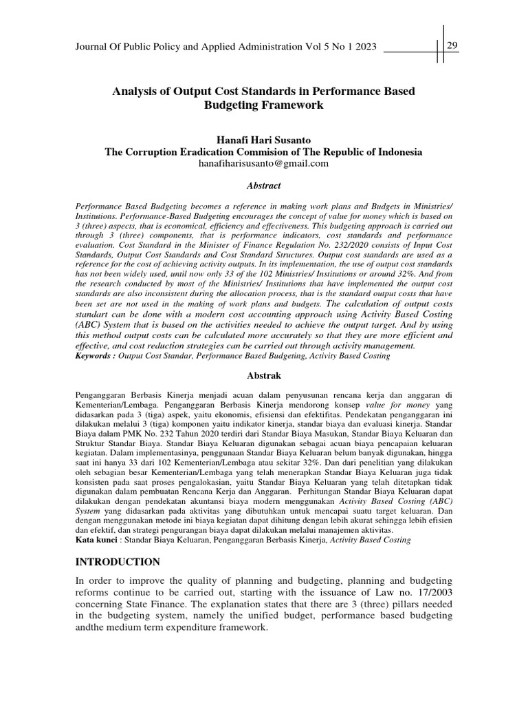 3.+Hanafi+Hari+Susanto+-+Implementation+of+Output+Cost+Standards+in+Performance+Based+Budgeting ...