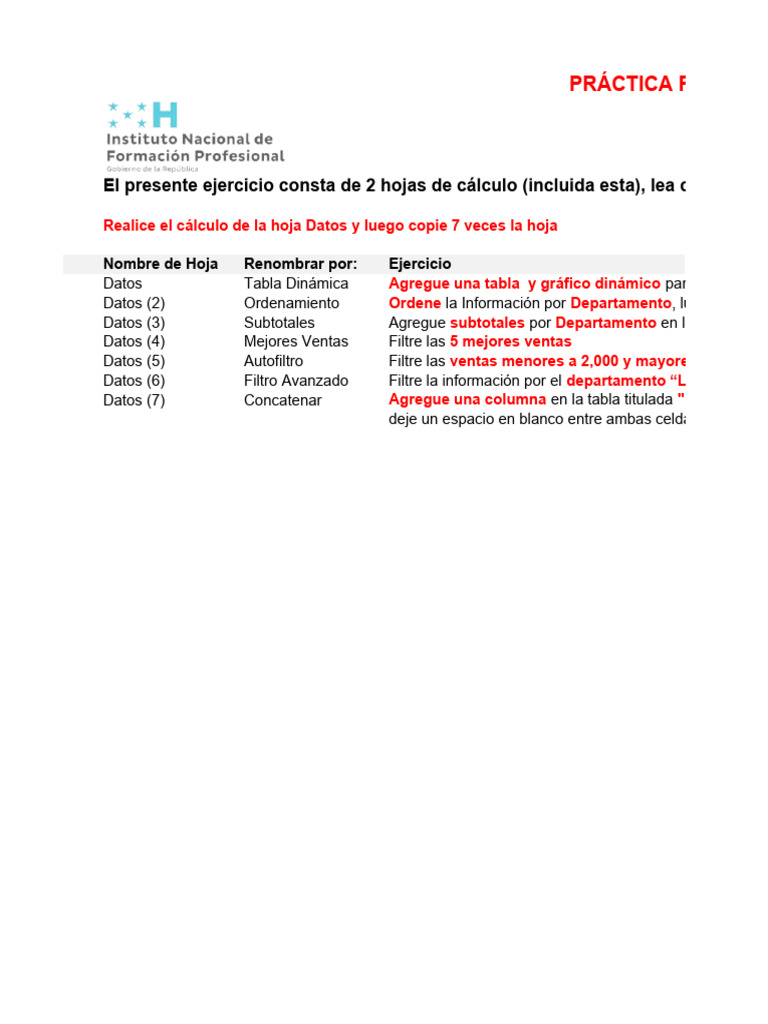 Práctica Final Excel Intermedio - 10% | PDF | Hoja de cálculo | Computación incremental