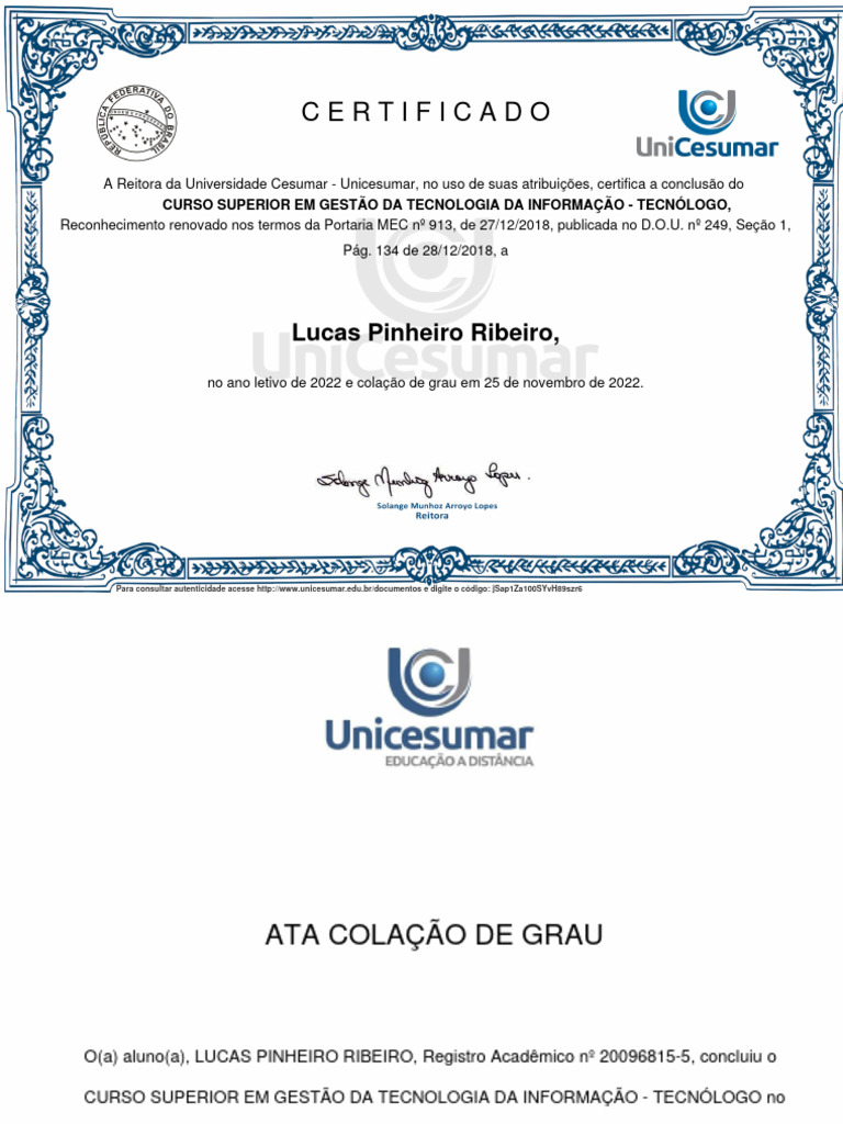 Certificado - Modelo. | PDF