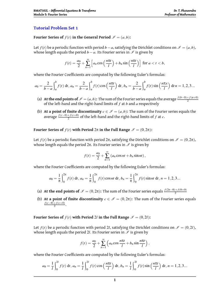 Module 5 Tutorial 1 | PDF | Fourier Series | Mathematical Objects