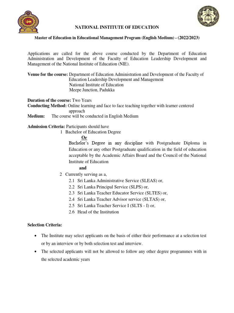 MEd 2022 en Advertiesment | PDF | Academic Degree | Postgraduate Education