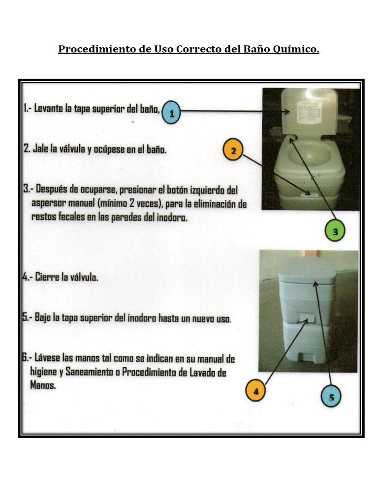 Procedimiento de Uso Correcto Del Baño Químico | PDF