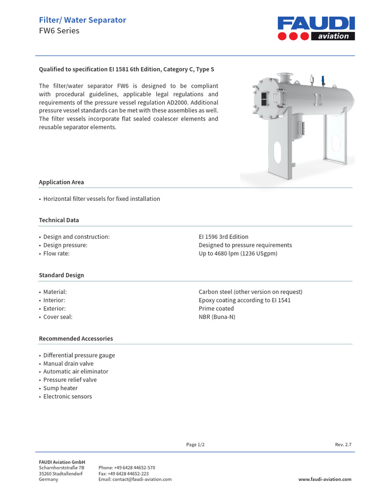 FW6 Series Filter/Water Separator | PDF | Equipment