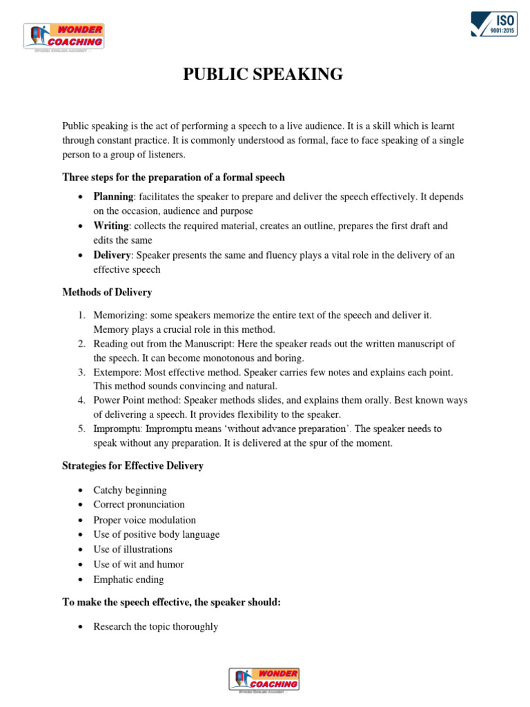 Module-20 Public Speaking | PDF | Public Speaking | Speech