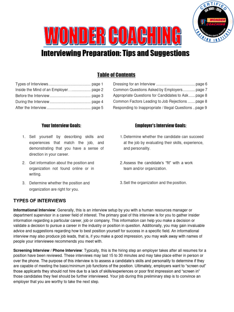 Interview Preparation Tips and Strategies | PDF | Employment ...