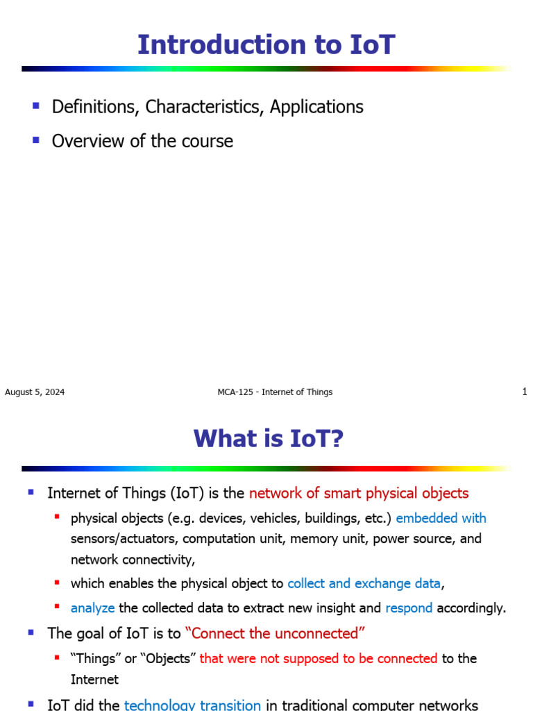 01-Introduction To IoT | PDF | Internet Of Things | Wireless Sensor Network