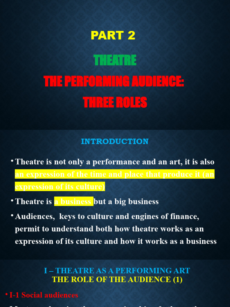 Chapter 2 Theatre The Performing Audience Three Roles | PDF ...