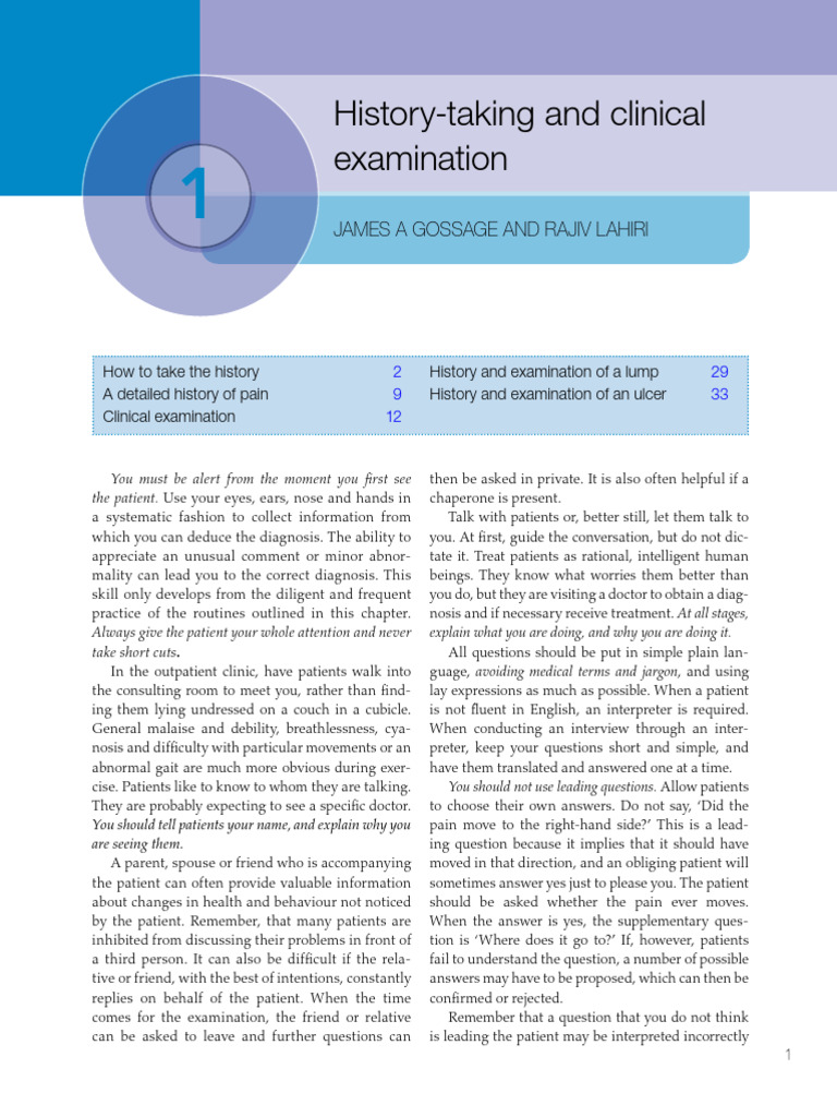 History Taking & General Examination | PDF | Urinary Incontinence | Pain