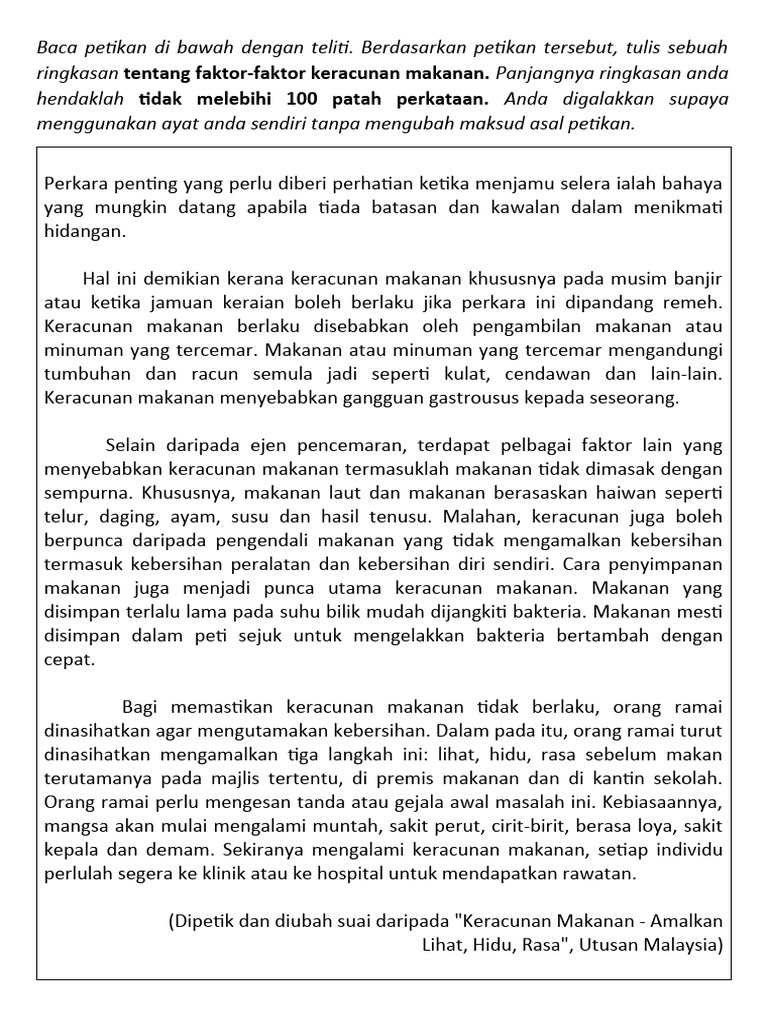 Baca Petikan Di Bawah Dengan Teliti | PDF