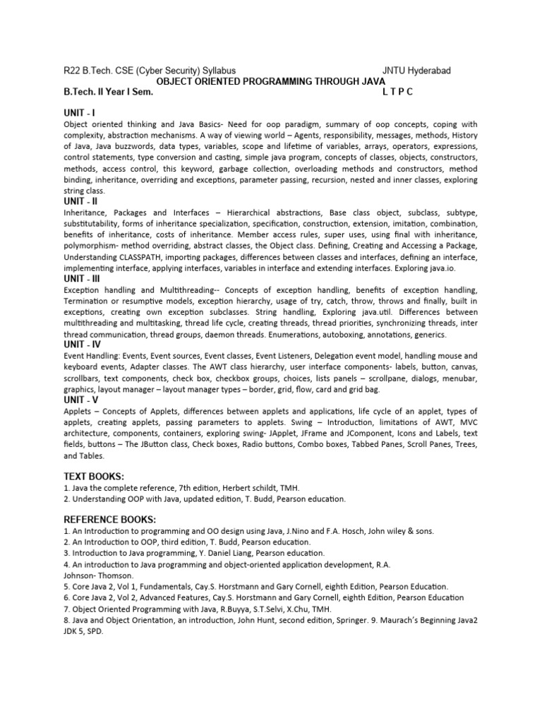 Oopj Syllabus Pdf Inheritance Object Oriented Programming Method Computer Programming 