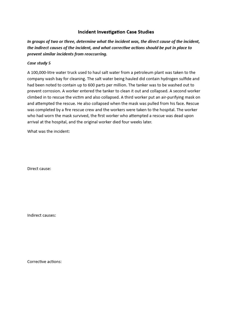 Incident Investigation Case Study 5 | PDF