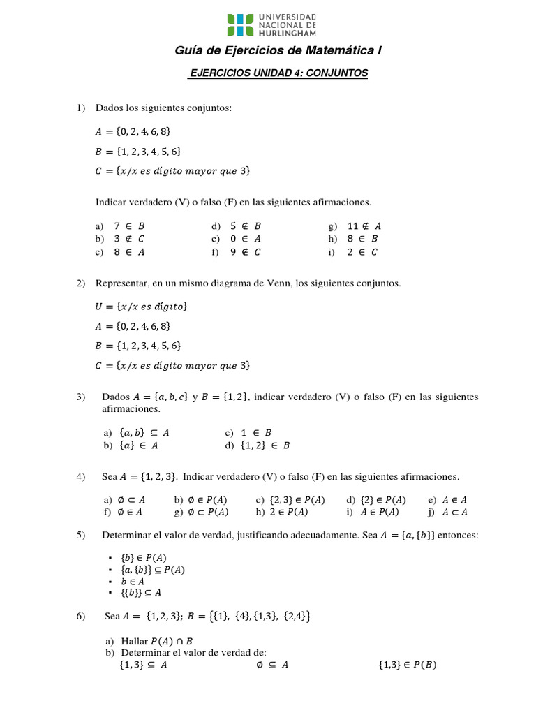 Guia Conjuntos (B.Q) | PDF | Matemática Elemental | Aritmética