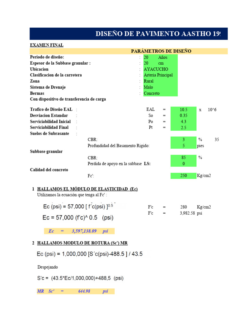 Diseño de Pavimento Rígido AASHTO 93(Ejemplo) (1) | PDF