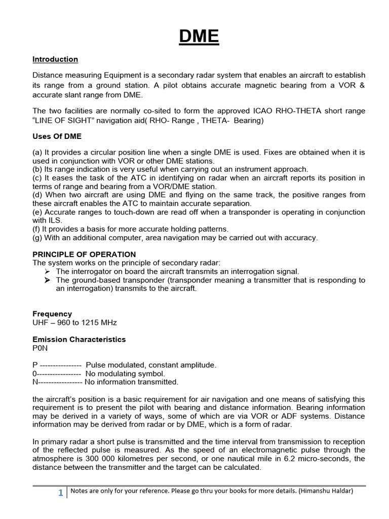 DME Notes | PDF | Telecommunications Engineering | Radio Technology