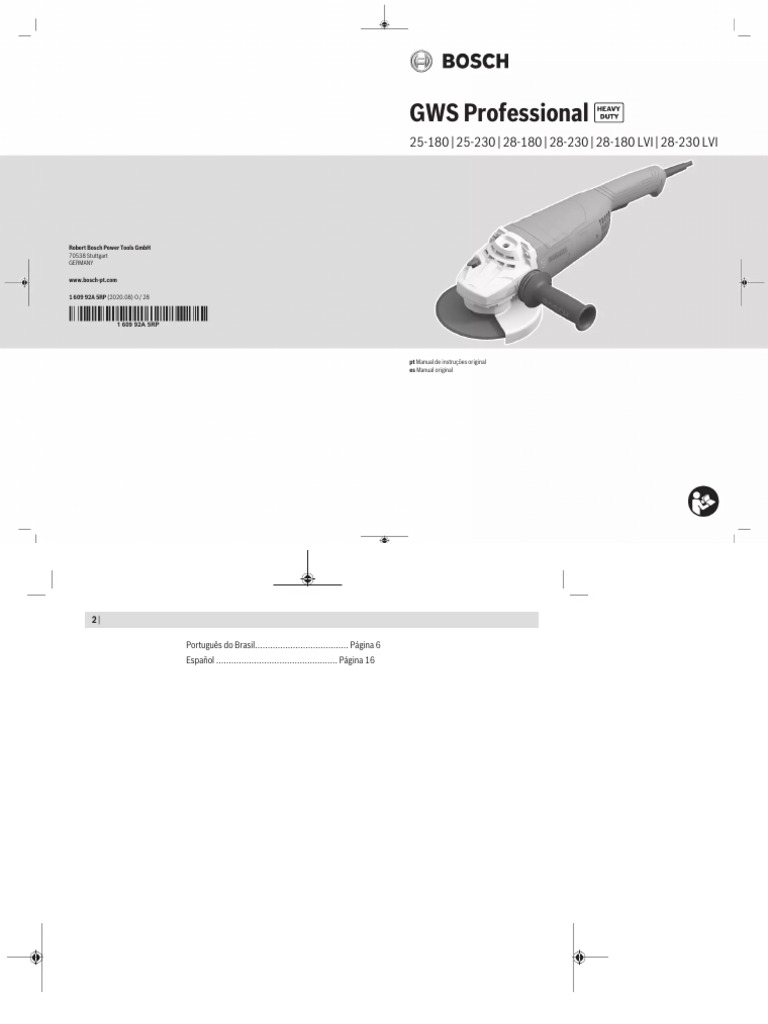 Esmeril Bosch GWS 28-180 | PDF | Enchufes y tomas de corriente alterna | Herramientas