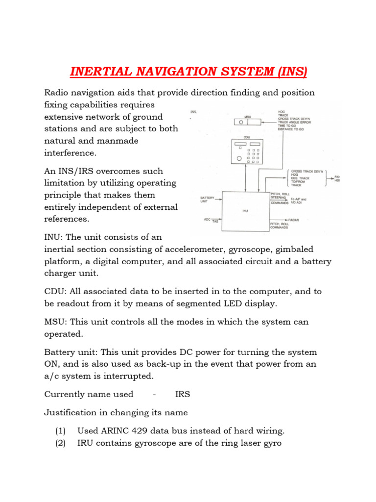 Inertial Navigation System Overview | PDF | Inertial Navigation System ...