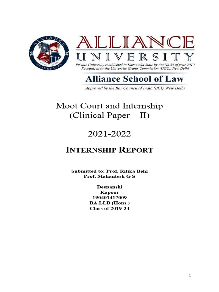 Internship Diary-DeepanshiKapoor BA - LLB | PDF | Internship | Job Hunting