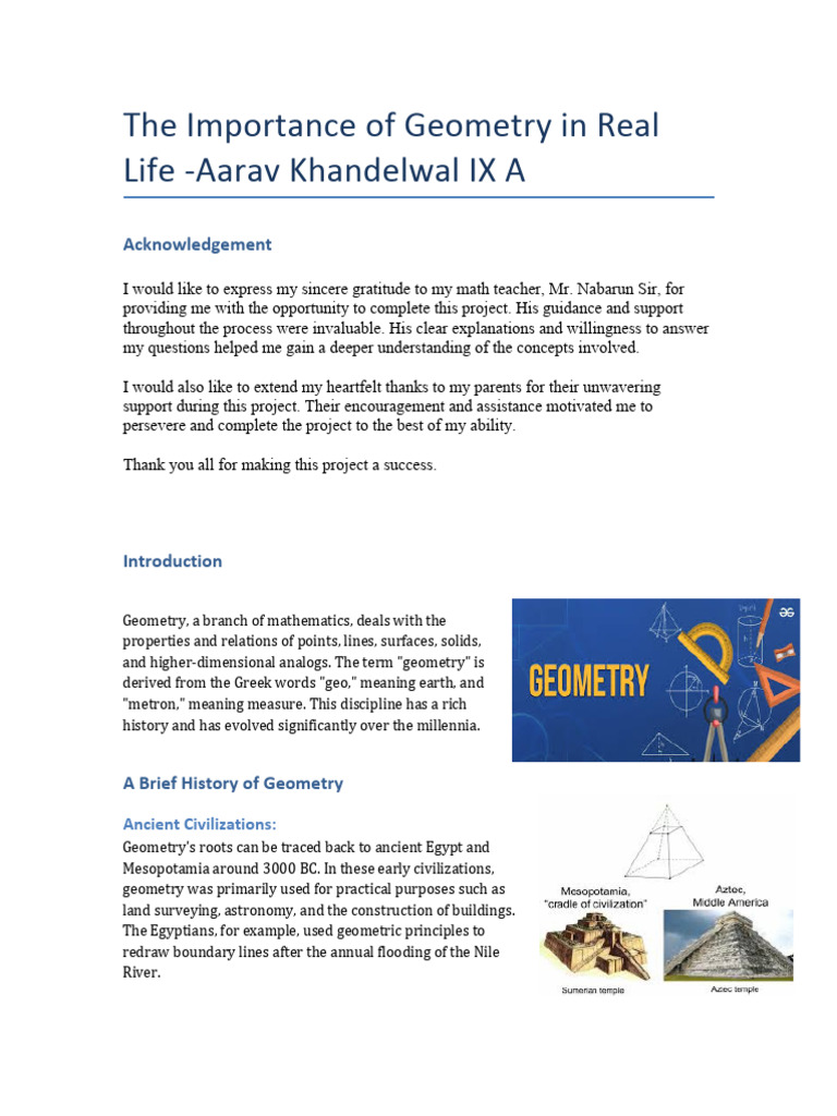 The Importance of Geometry in Real Life - Aarav Khandelwal IX A | PDF ...