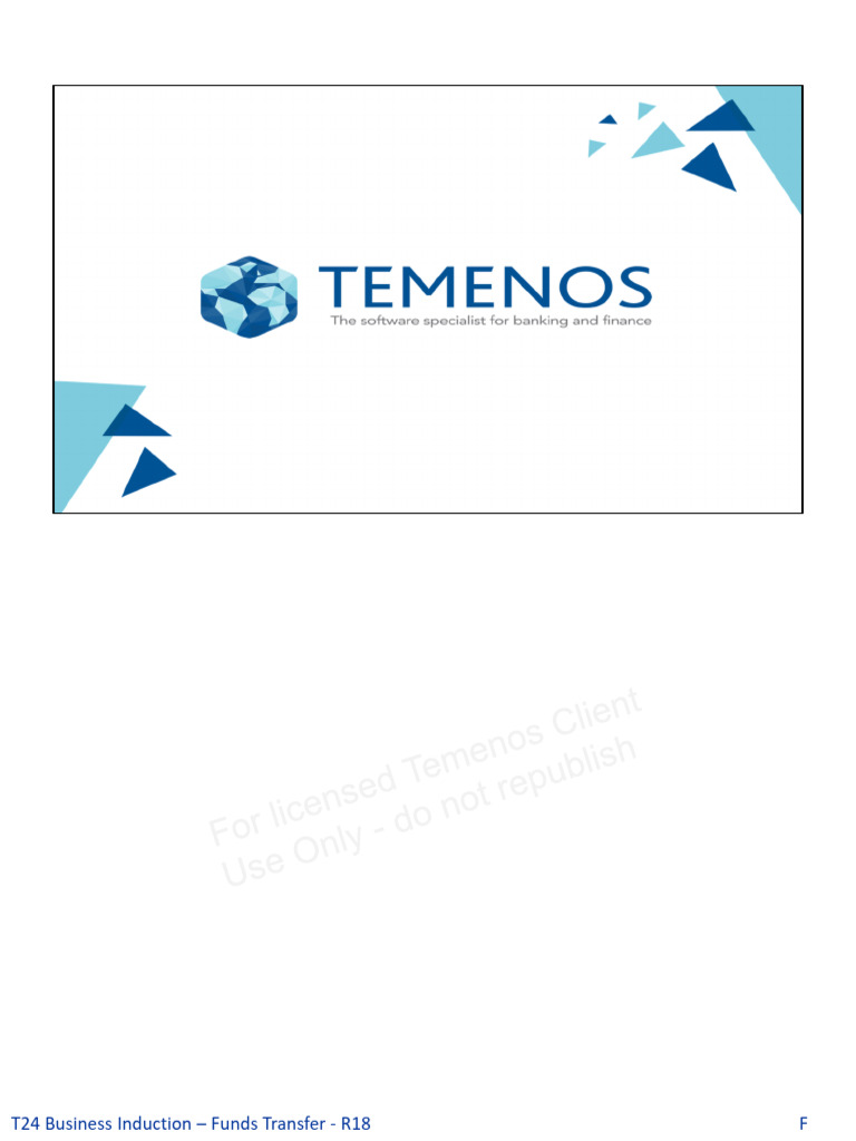 T24 Induction Business - Funds Transfer R18 | PDF | Cheque | Banks