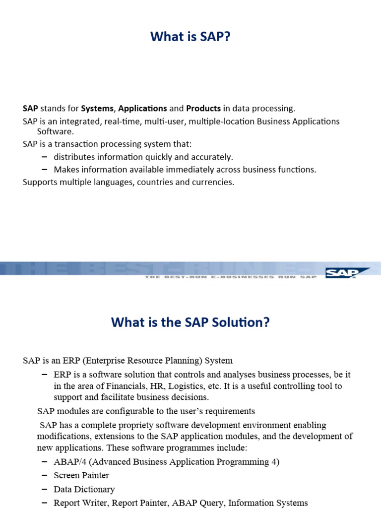 SAP Overview and Key Features | PDF | Enterprise Resource Planning ...