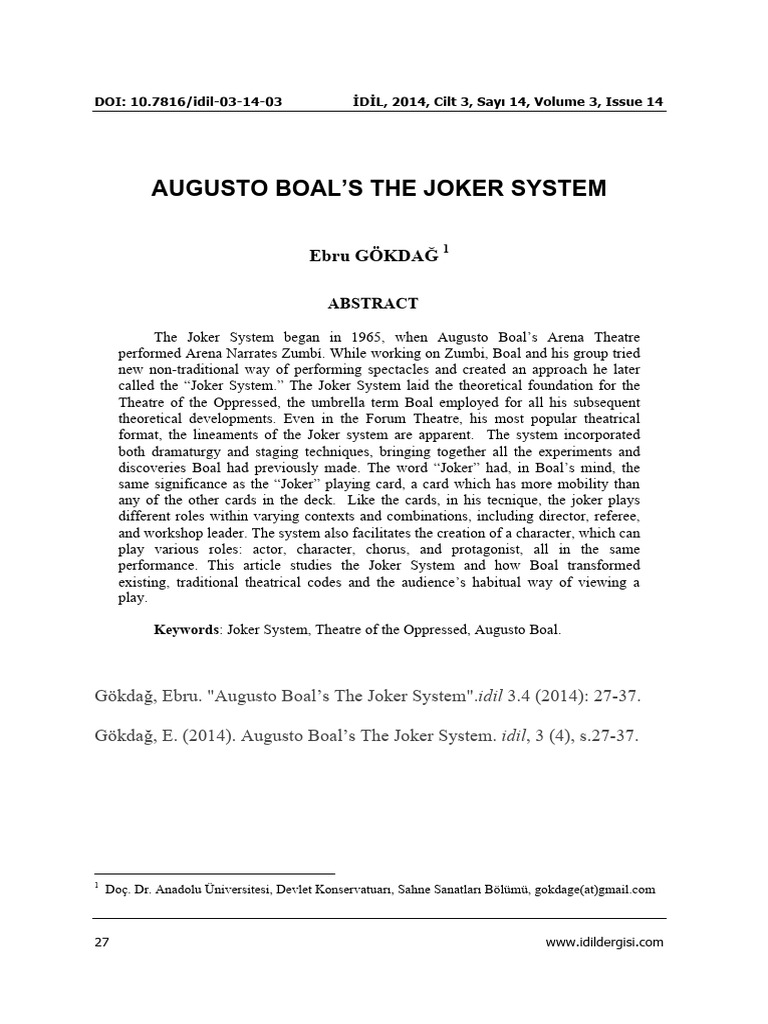 Augusto Boals The Joker System | PDF