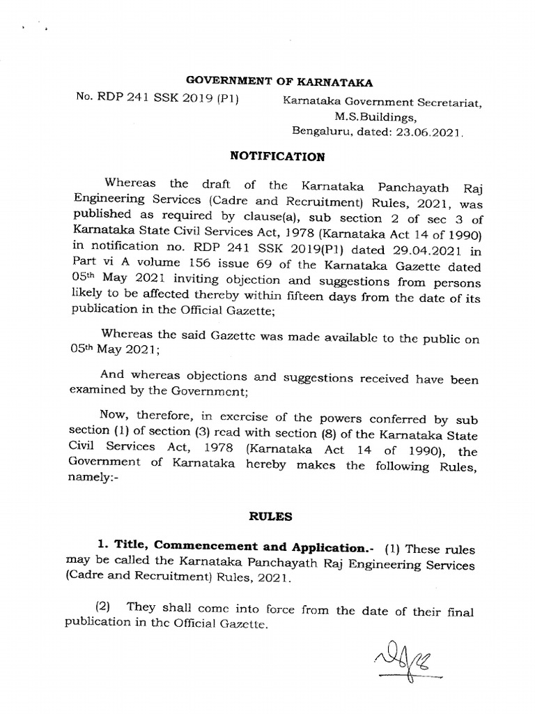 RDPR Cadre Recruitment Rules 2021 | PDF | Economies | Business