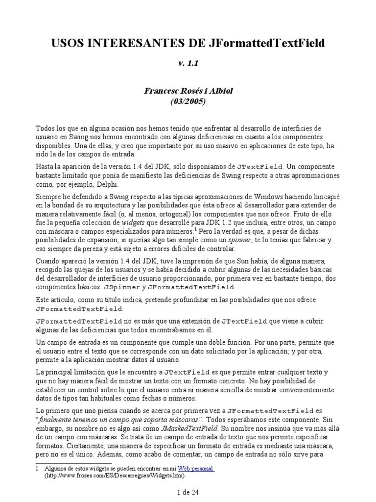 Usos Interesantes de JFormattedTextField | PDF | Java (lenguaje de ...