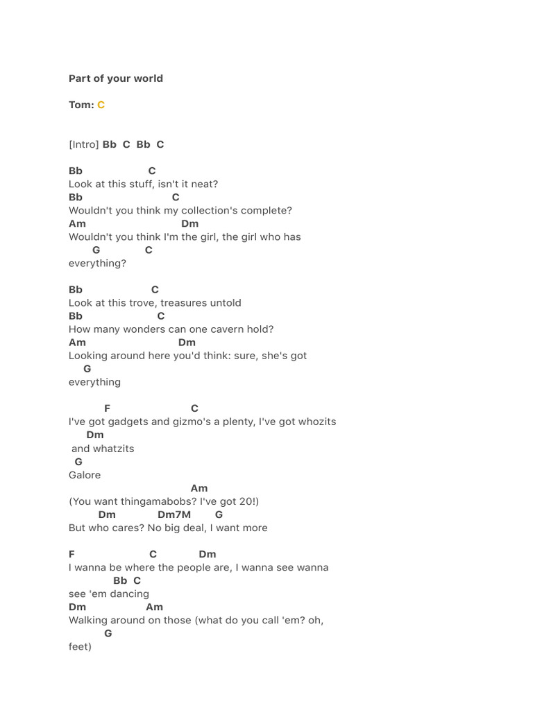 Part of Your World: Lyrics & Chords | PDF