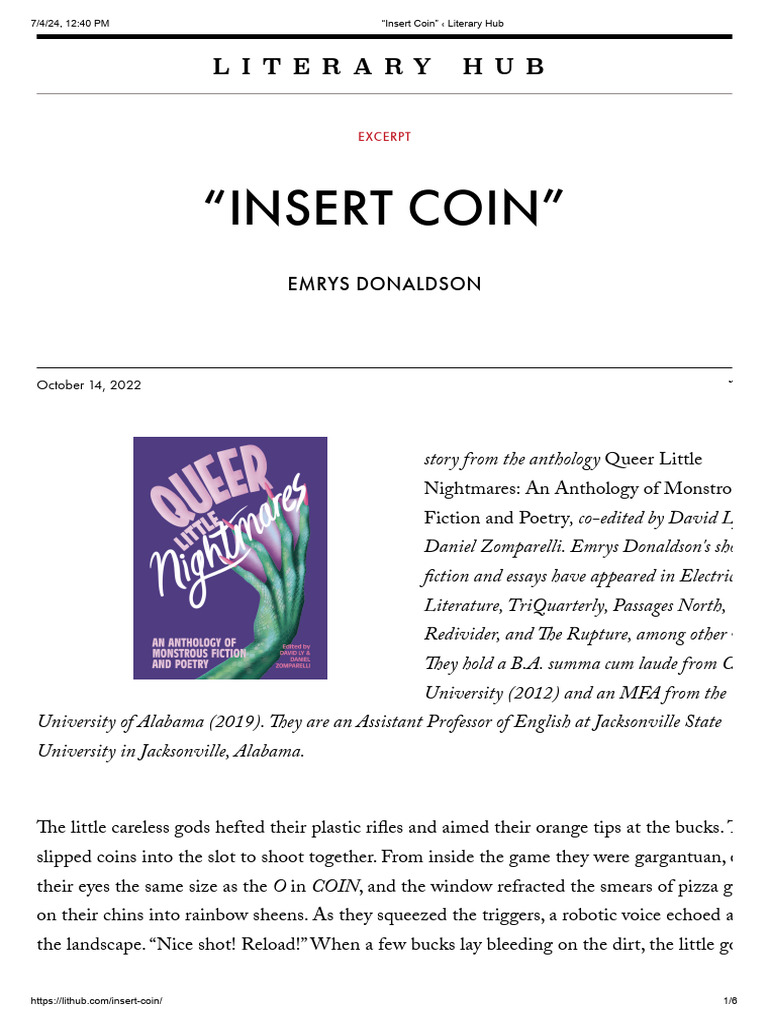 "Insert Coin" Literary Hub | PDF
