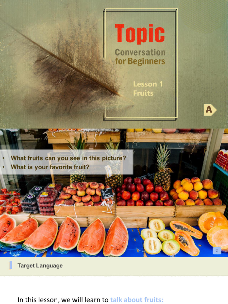 TC For Beginners A1 Fruits | PDF