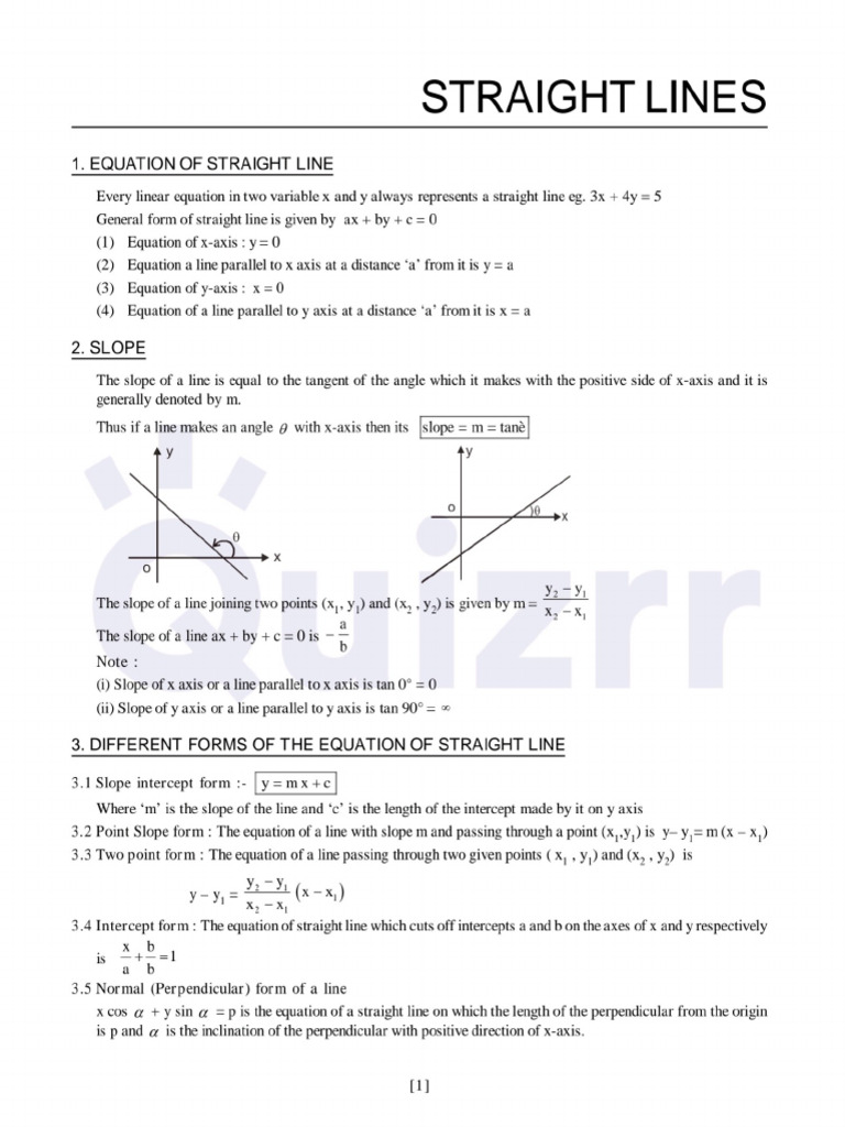Striaght Lines Mathematics 1b Iit Jee | PDF