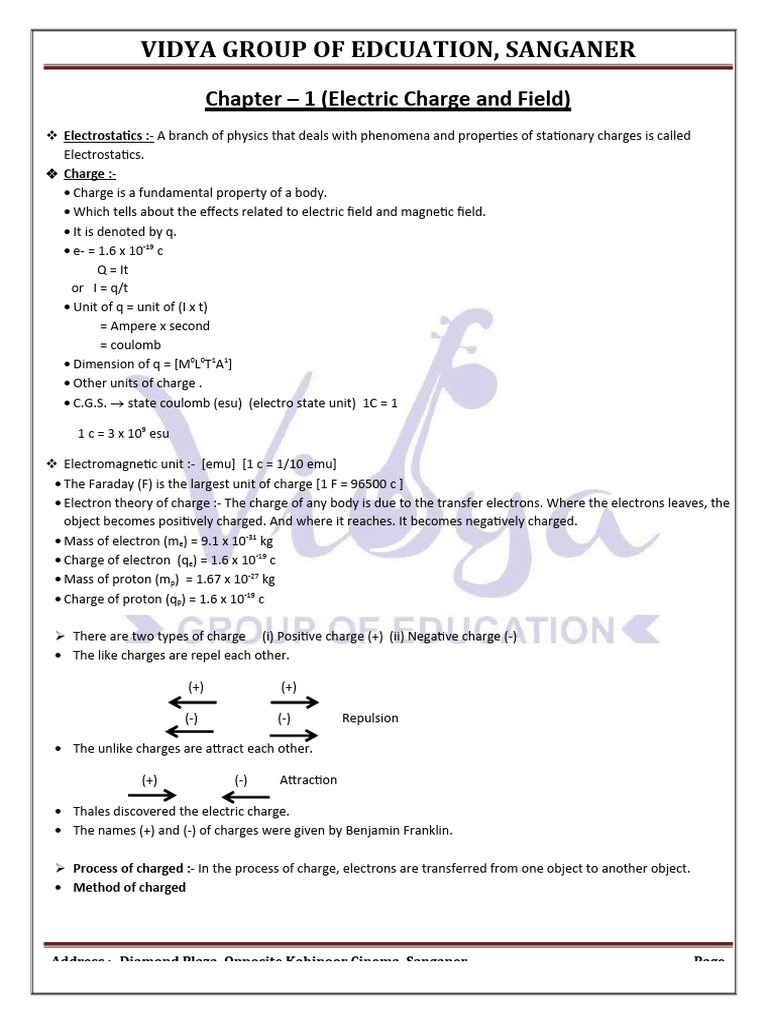 Physics em Chapter 1 To 8 | PDF | Electric Charge | Electron