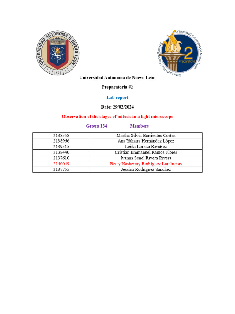 Lab Report Genetic Team3 | PDF | Microscope | Mitosis