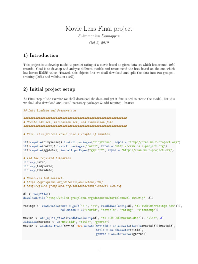 MovieLens Final-Project | PDF | Parameter (Computer Programming)