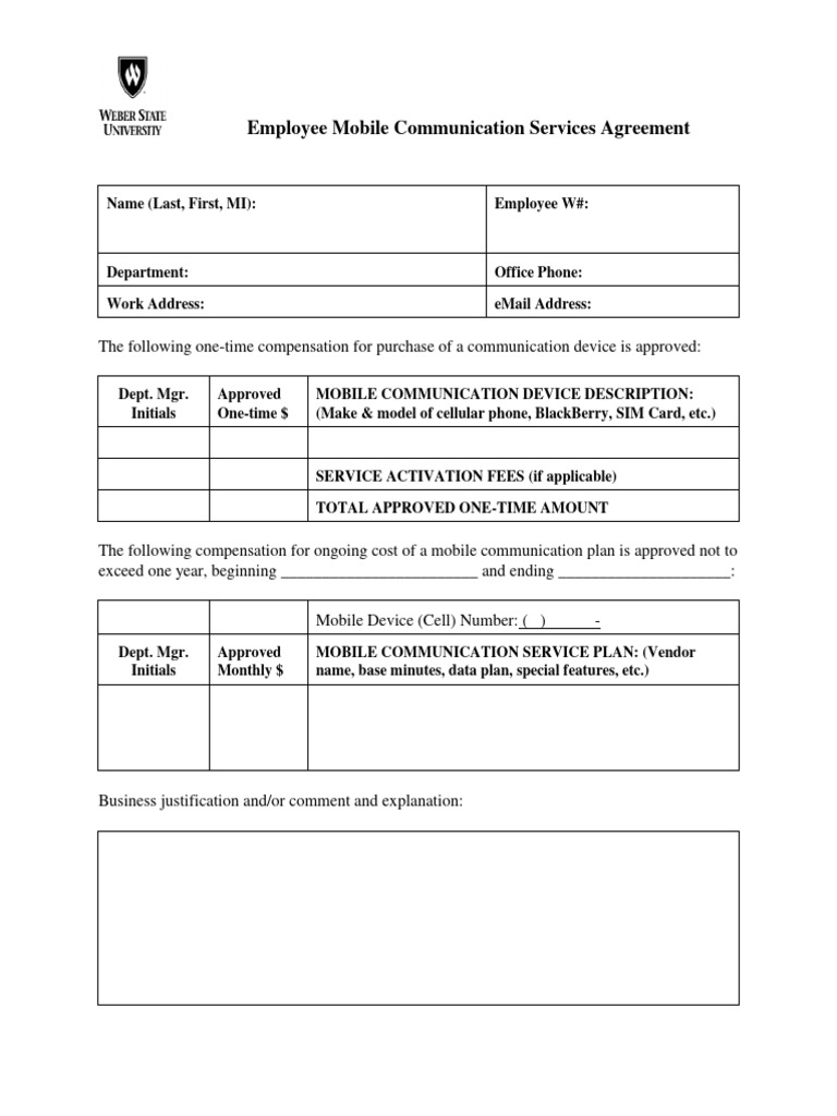 Employee Mobile Communication Services Agreement | PDF | Mobile ...