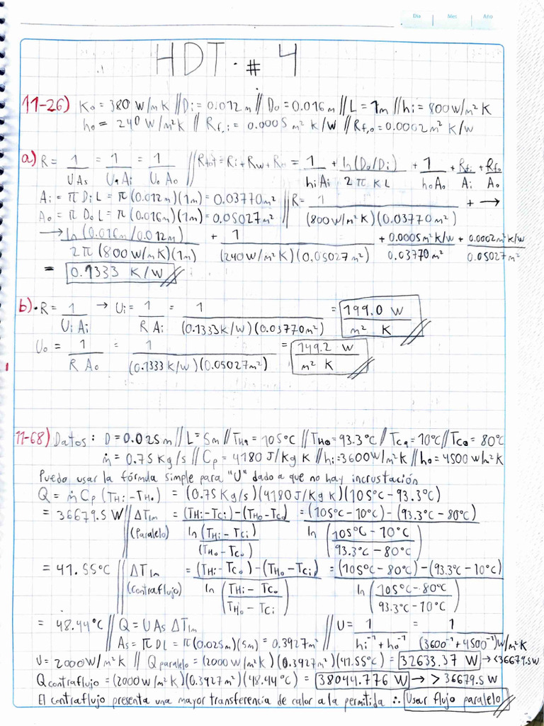 HDT #4 - Transferencia de Calor - Erick Dardón | PDF