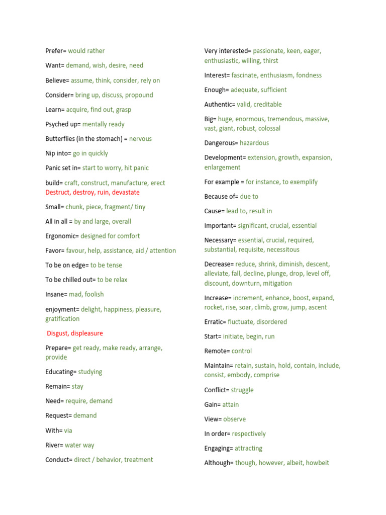 Essential Words, Synonyms, and Phrases | PDF