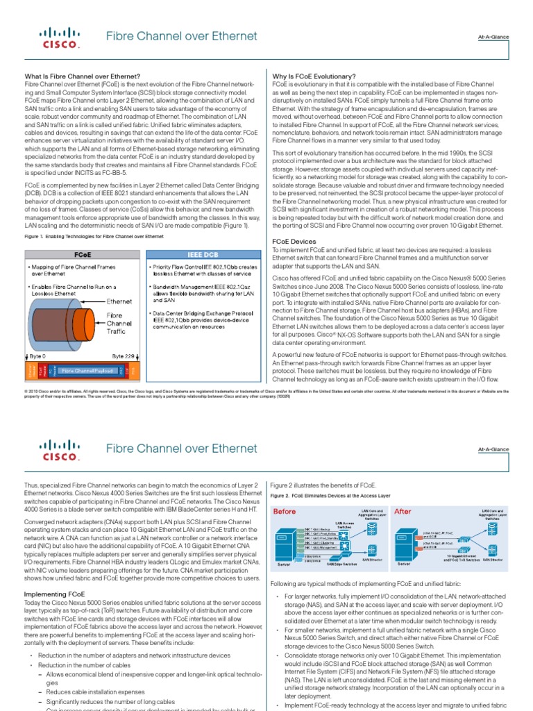 Fcoe by Cisco at A Glance | PDF | Network Switch | Ethernet