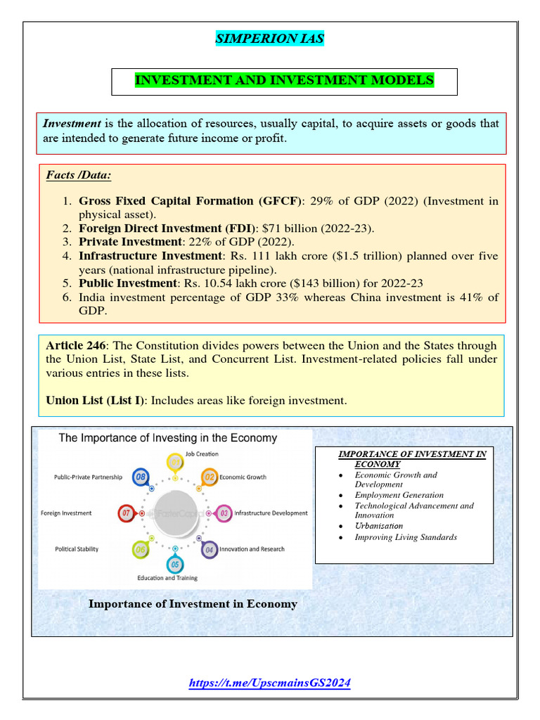 INVESTMENT MODELS | PDF | Foreign Direct Investment | Government Spending