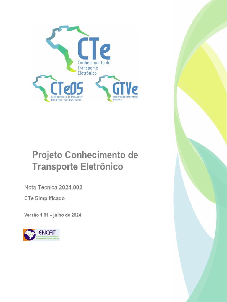 Nota Técnica CTe Simplificado 2024 | PDF | Certificado de chave pública ...