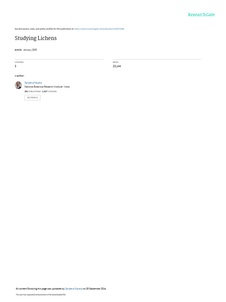 Studying Lichens | PDF | Mycology