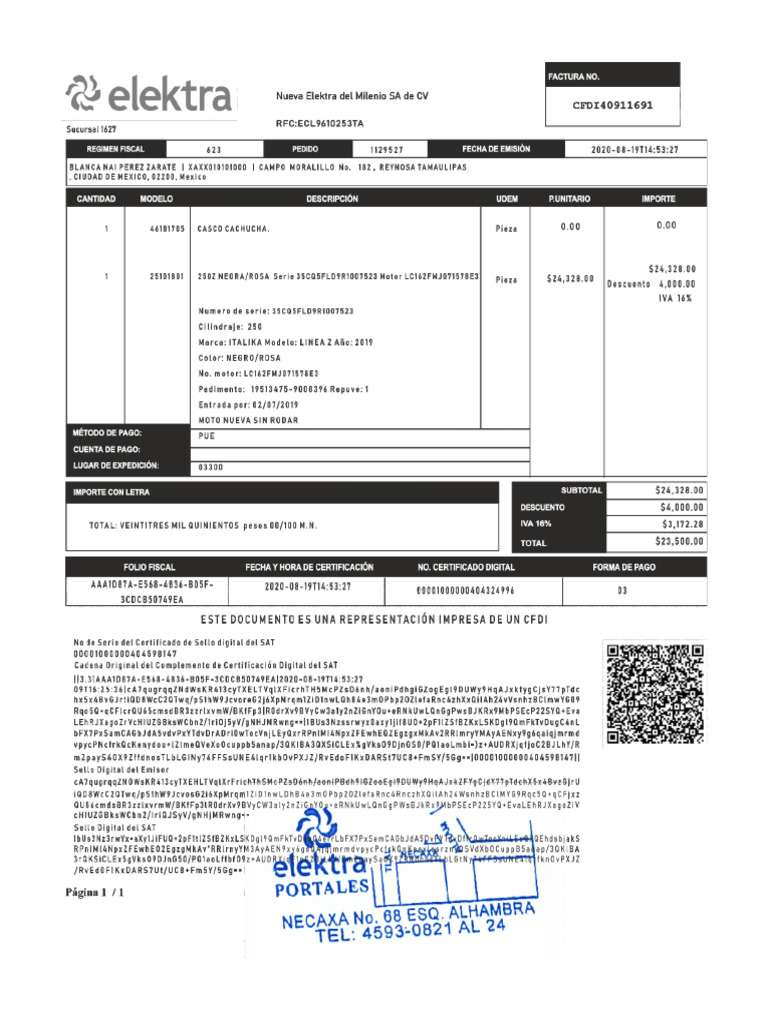 Factura Elektra | PDF
