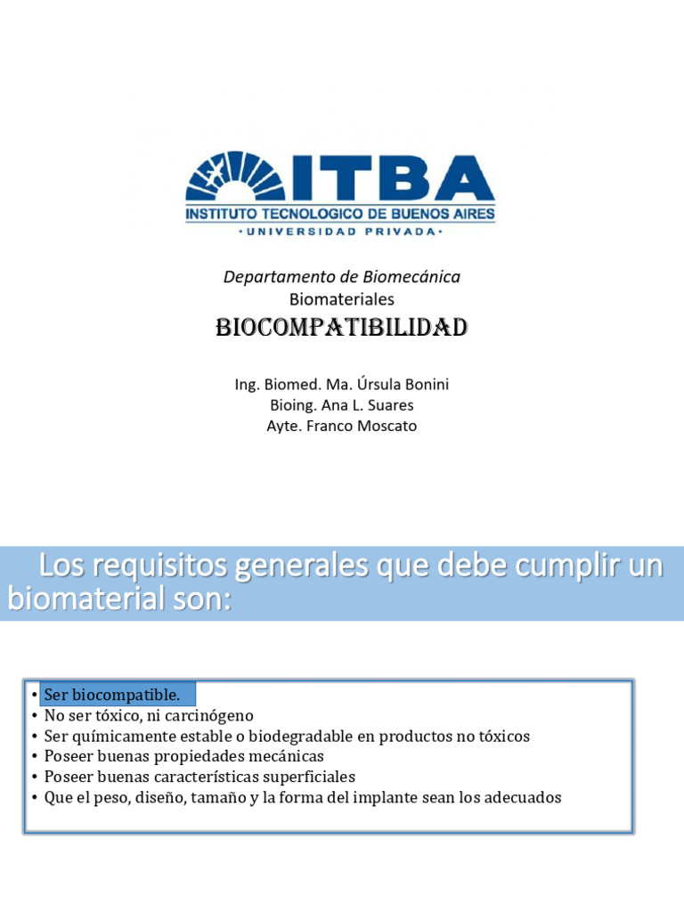 1.3 Biocompatibilidad | PDF | Inflamación | Sistema inmune
