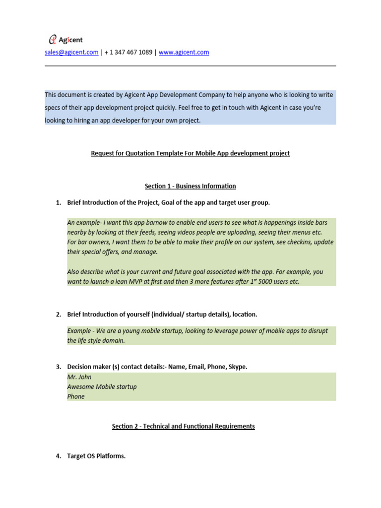 Mobile App Requirements Specifications Document Template | PDF | Mobile ...
