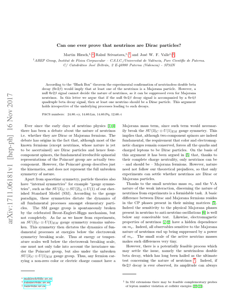 Dirac Particles | PDF | Neutrino | Standard Model Dirac Particles | PDF | Neutrino | Standard Model