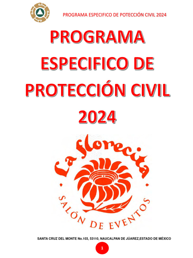 Programa Especifico de Rotección Civil La Floresita 24 | PDF | Defensa Civil | México