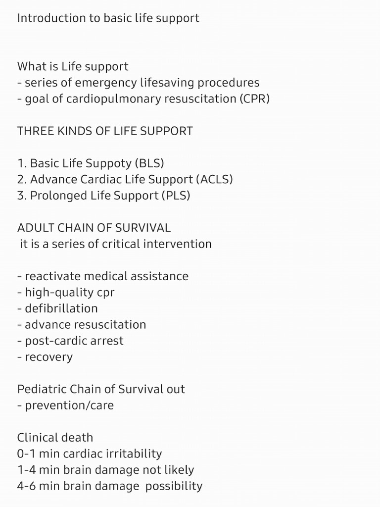 Basic Life Support Notes | PDF